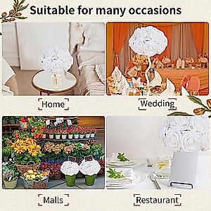G-Lanthy Artificial Flowers, White Roses 30 Pcs Real Looking Fake Roses Artificial Foam Roses Decoration DIY for Wedding,Arrangements Party Home Decorations