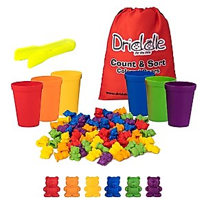 Colorful Counting Bears with Matching Cups - 60 Bears - Sort, Count & Color Recognition Learning Toy for Toddler & Kids - Montessori Education - Preschool Game