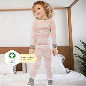 Burt's Bees Baby baby girls Pajamas, Tee and Pant 2-piece Pj Set, 100% Organic Cotton Pajama Set, Pink Rosy Spring, 3T US