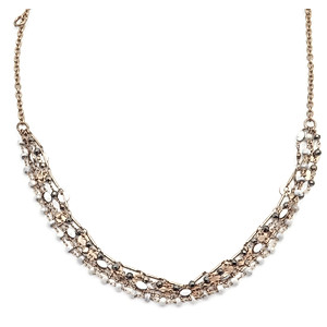 Catherine Popesco White & Grey Mineral Stone Mix Multi Strand Goldtone Necklace