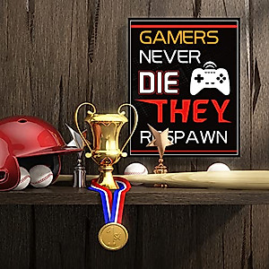 10 Video Game Poster Sign Gamer Art Print Boy Game on Birthday Party Wall Decoration, Inspirational Words Quote Poster 10 x 8 Inch Wall Gaming Art for Kids Boy Bedroom Decor, No Frame (Red)