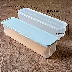 HYMAOME 2Pcs Spaghetti Container Pantry Storage Dispenser Clear Pasta Box Horizontal Food Storage Long Stackable Containers for Long Pasta, Noodles, Pantry Snacks