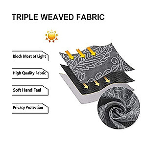 DWCN Ombre Blackout Curtains for Bedroom - Damask Patterned Thermal Insulated Energy Saving Grommet Curtains for Living Room, Set of 2 Panels, 52 x 84 Inch Length, Grey