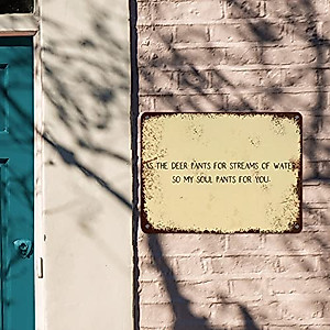 Nelbonse As The Deer Pants for Streams of Water Metal Sign Tin Aluminum Sign Classic Inspirational Quotes Tin Art Sign Decoration For Home Bar Pub Cafe Farm Room 16x12in