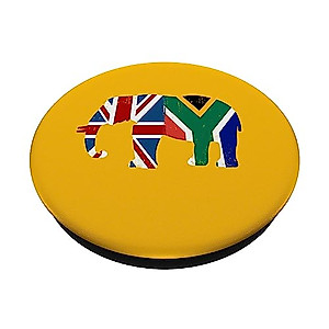 South Africa Elephant Ideas Kids & UK South African Flag PopSockets Swappable PopGrip