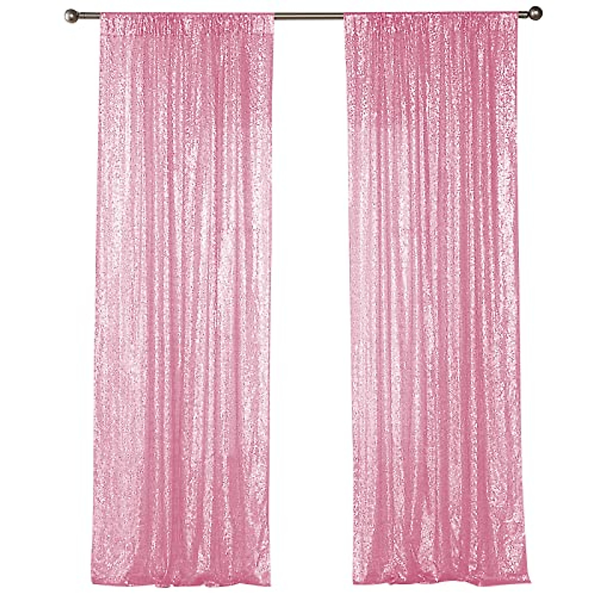 Sugargirl Pink Sequin Backdrop Curtain 2 Panels 2FTx8FT Glitter Pink Background Drapes Sparkle Photography Backdrop for Party Wedding Birthday Wall Decoration