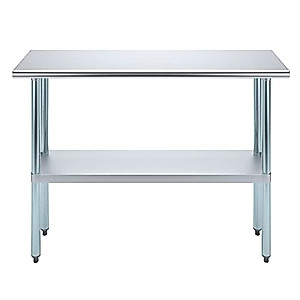 AmGood Stainless Steel Work Table with Undershelf | Food Prep NSF | Utility Work Station | (48" Length X 14" Width)