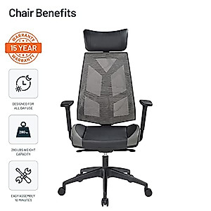 Pago Pinnacle Executive Office Chair Big and Tall. Ergonomic Office Chair High Back, Tall Adjustable Office Chair, Tall Office Desk Chair with Weight Balance Mechanism Adjustable Arms and Headrest