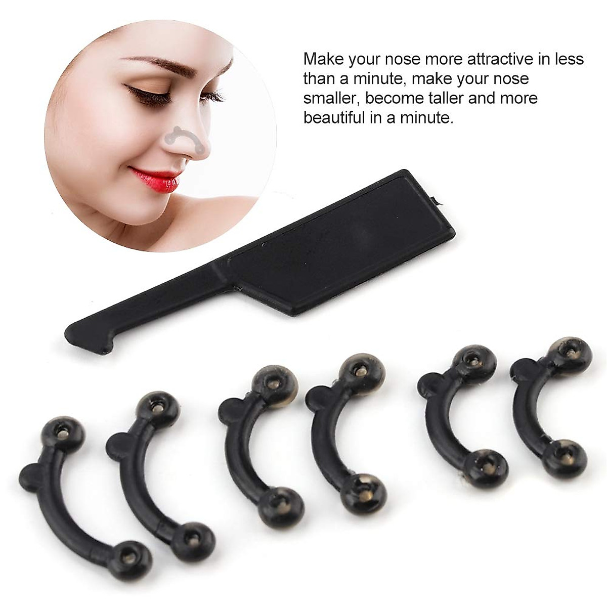 Voluxe 3 Pairs Invisible Nose Shaper Clip,Pain-Free Nose Up Lifting Device Beauty Enhancer Portable Soft For Women Men(Black)