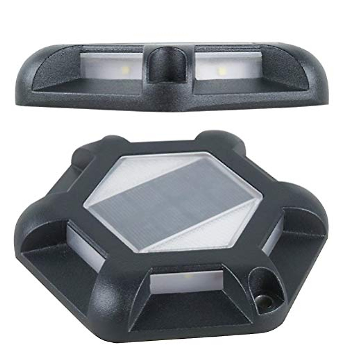 Mobestech 2pcs Solar High Pressure Outdoor Waterproof 6LED Road Lighting Deck Lights for Home Garden Landscape ( Black )