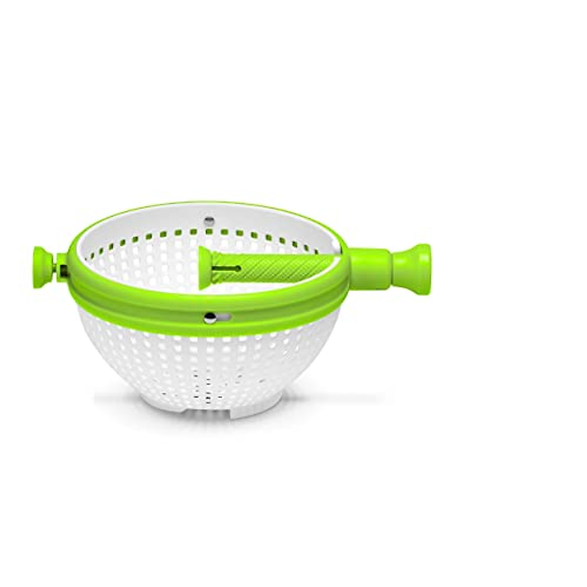 Dreamfarm Spina | Easy-To-Use Salad Spinner | Non-Scratch, Nylon Spinning Colander | Lettuce Spinner | Colander with Collapsible Handle | White & Green