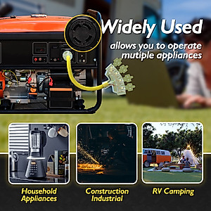 TOOLIOM 30 Amp to 110 Generator Adapter 4 Prong Locking Generator Cord 30 Amp to 15 Amp Adapter NEMA L14-30P/Four 5-20R Household Outlet Splitter,1.5 FT