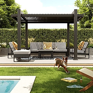 idee-home Patio Cushion Covers Replacement, Outdoor Cushion Slipcovers, Waterproof Chair Seat Cover for Sofa Couch Furniture Outside Zipper Design, 4 Set 22 Inchx20 Inch Silver Grey