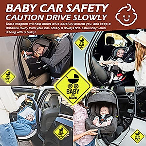 [Heavy-Duty] 3 Pack Reflective Safety Baby On Board Large Car Magnet Signs, 5x5 inch, Waterproof Weatherproof, Golden Yellow (Type A, 3 Pack)