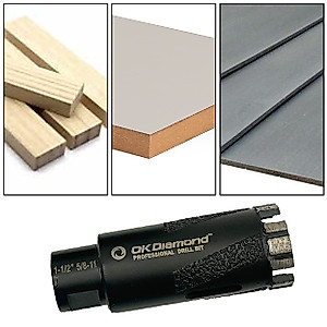 OKDIAMOND Diamond Core Drill Bits for Hard Stone Concrete Marble Granite Brick Laser Welded Masonry Coring Dry or Wet Hole Saws 1-1/2 in