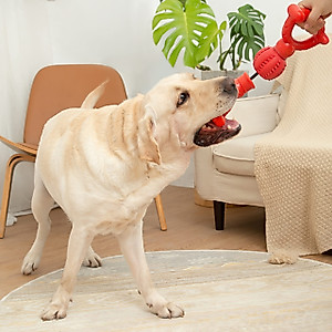 MEERESN Interactive Dog Toy for Aggressive Chewers - 2 in1 Tug of War Dog Toy with 360°Rotating Handle and Dog Puzzle Teething Clean Toys Ball for Medium Large Dogs