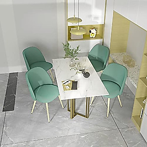 ExAchat Dining Chairs Set of 4, Velvet Dining Room Chairs Modern Kitchen Chairs with Backrest Wooden Style Metal Legs for Dining Room Living Room Restaurant Cafe Kitchen Green