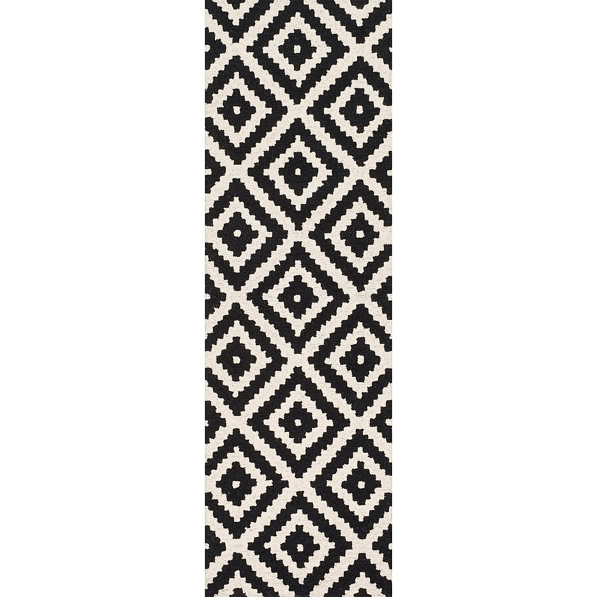 nuLOOM Kellee Hand Tufted Geometric Wool Runner Rug, 2' 6" x 14', Black