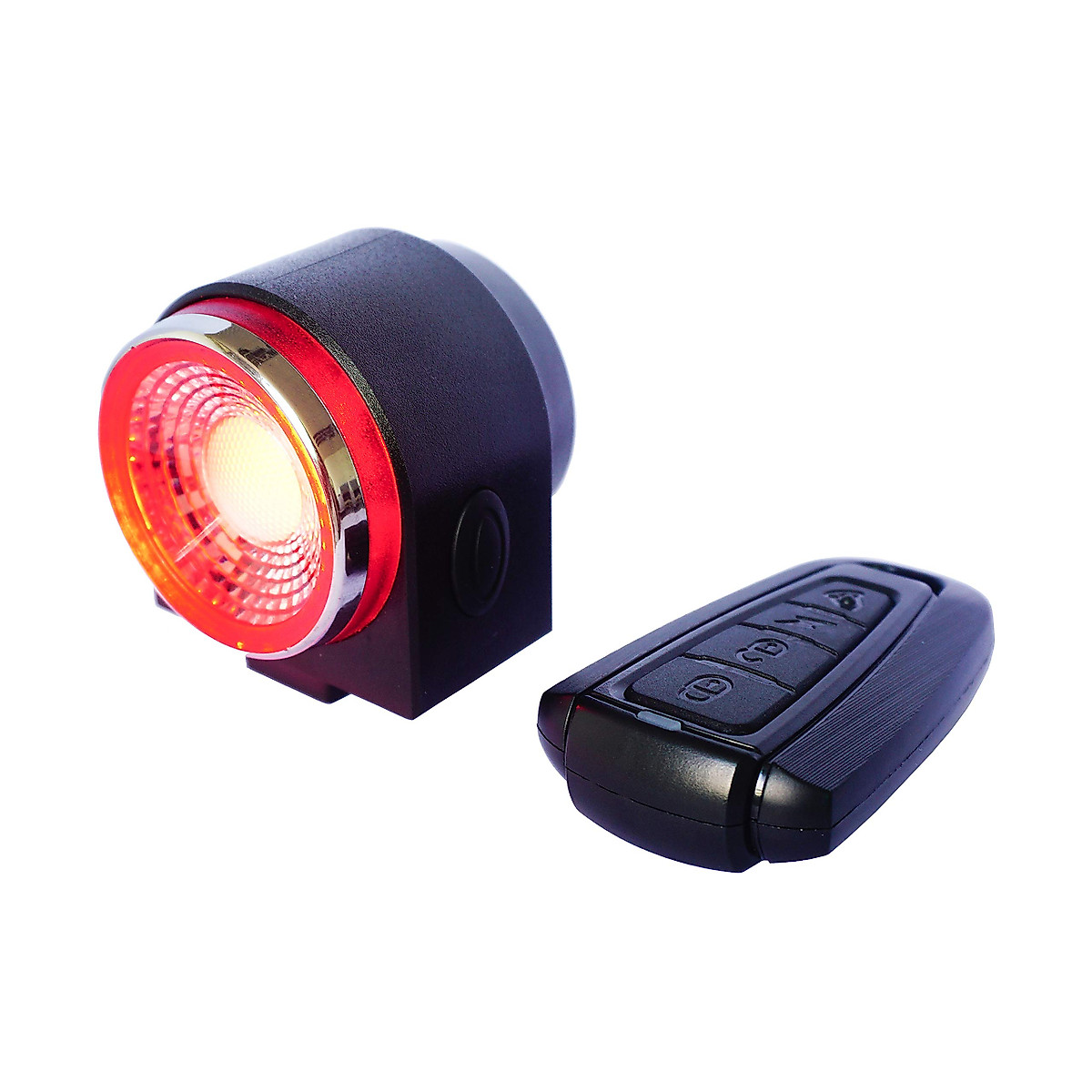 Wireless Bike Alarm w/Smart Taillight: Anti-Theft Alarm w/Remote; Auto On/Off Taillight w/New Burst Strobe Mode for Daytime; Deceleration Warning; Wireless Electric Horn & Bike Finder.