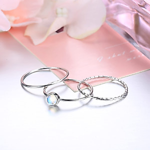 VALDEAS Silver Stackable Rings for Women 3Pcs 925 Sterling Silver Rings Thin Simple Knuckle Rings Minimalist Pinky Middle Pointer Finger Rings Comfort Fit 9