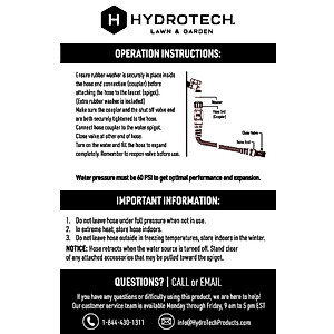 HydroTech 25 ft Expandable Garden Hose - Burst Proof & Lightweight, Flexible Water Hose with Durable Reinfordced Latex Core & Solid Brass Fittings for Lawn, Garden, Car Washing