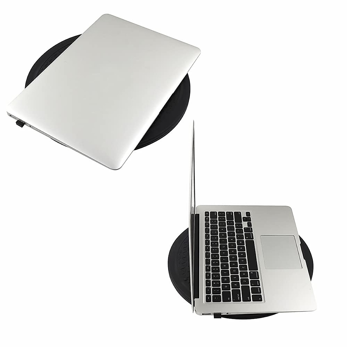 2PCS 12 inch Heavy Duty Plastic Lazy Susan Turntable Stand, Black Lazy Susan Hardware, Large Lazy Susan Rotating Swivel with Steel Ball Bearings Stand for Monitor, TV, Potted Plants