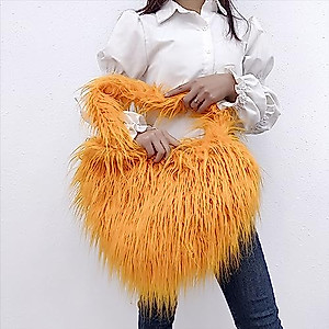 Women's Faux Fur Shoulder Bag Fleece Retro Shoulder Bag Fluffy Crossbody Bag Bag Love Shape Solid Color Purse
