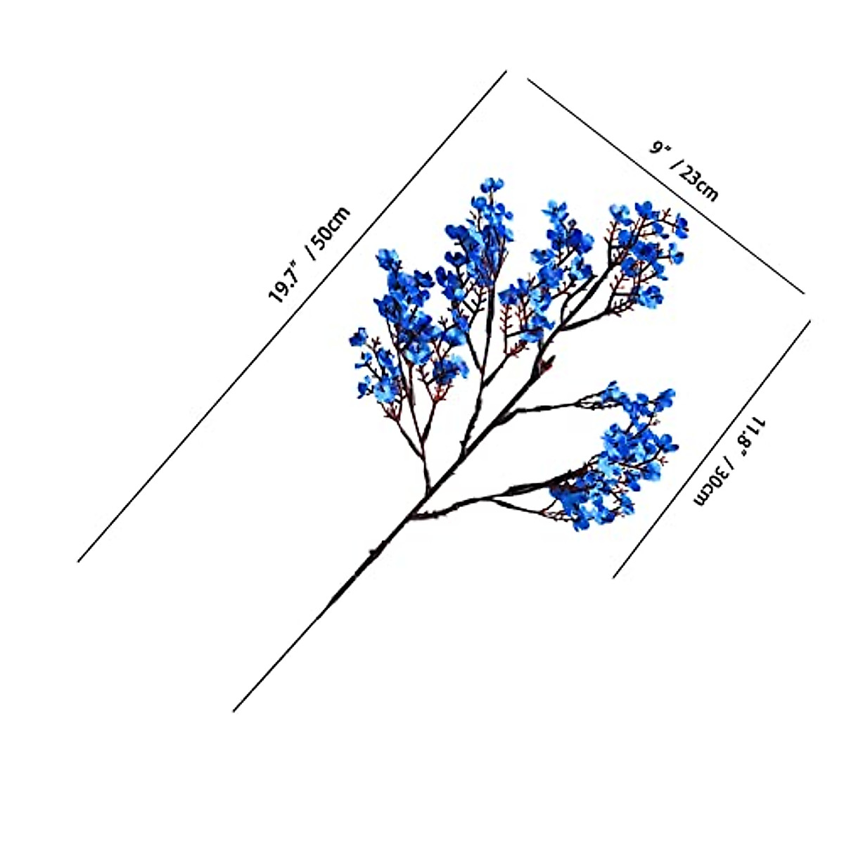 Mandy's 6 Bundles Royal Blue Flowers Silk Babys Breath Artificial Flowers Fall Flowers Gypsophila Bouquet 19.7" for Home Kitchen Wedding Party Decorations (Vase not Include)