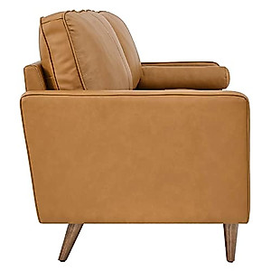 Modway Valour 88" Modern Style Leather and Dense Foam Sofa in Tan Finish