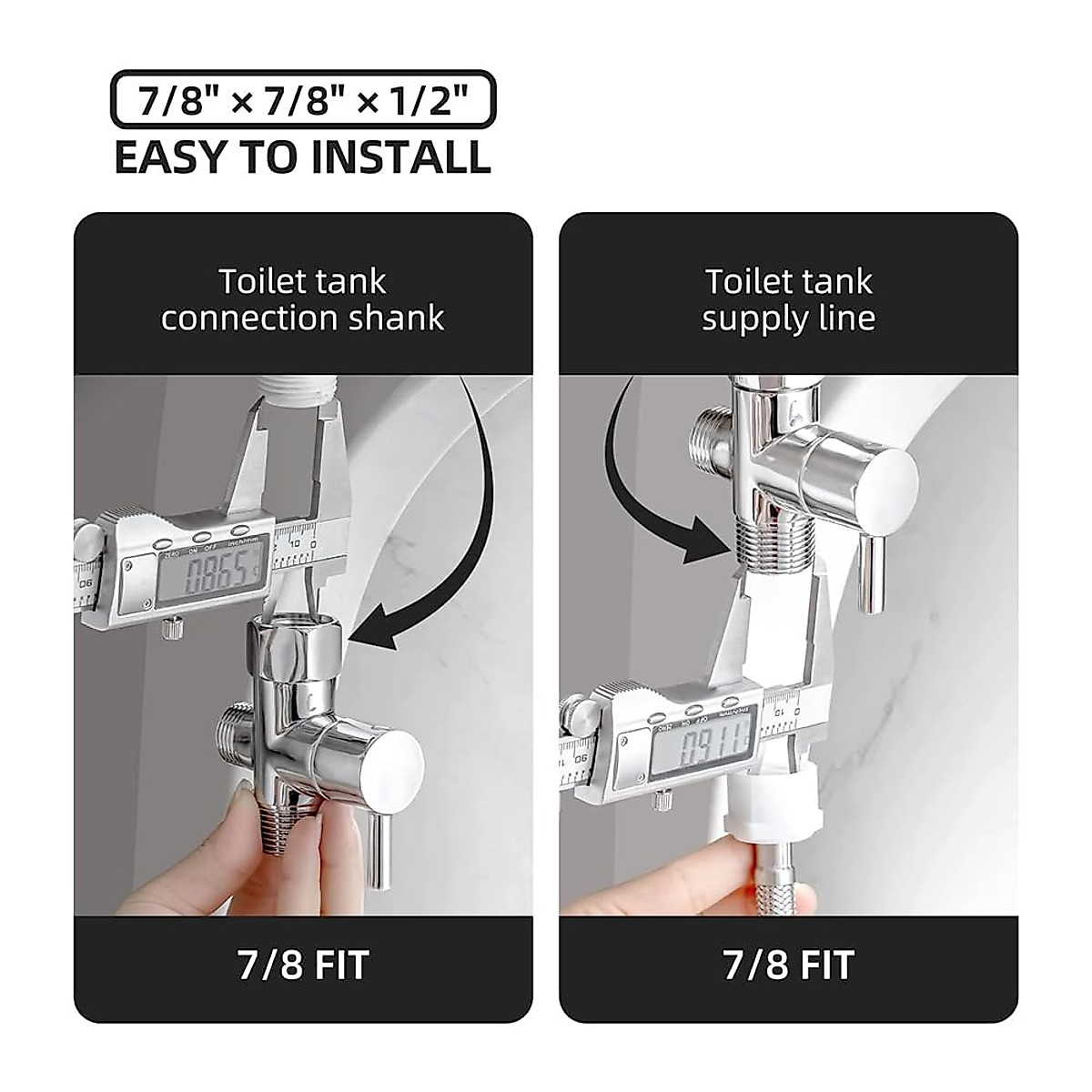 Hlsicnalm Brass T Adapter Brass T Adapter with Shut-Off Valve 3-Way Tee Connector 7/8In X 7/8In X G1/2 for Toilet Bidet Sprayer