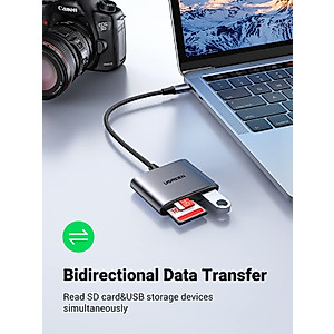 UGREEN USB C SD Card Reader 3 in 1 Type C Card Adapter Micro SD Memory Card Reader for TF SD SDXC SDHC MMC RS-MMC Micro SD SDXC SDHC Cards Compatible with Steam Deck, Hubs, MacBook Mini 2023/Pro