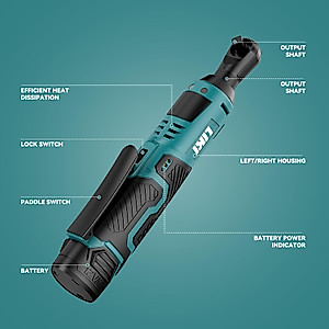 LIKI Cordless Electric Ratchet Wrench Set, 3/8" 12V Cordless Ratchet Kit，2 Packs of Lithium-ion Batteries and Chargers, 8 Sockets