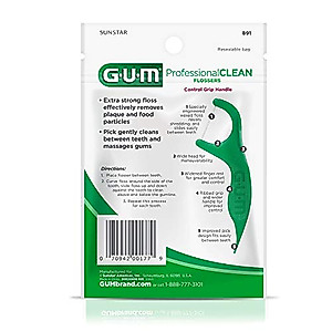 Sunstar 891J GUM Professional Clean Flossers (Bag of 40 Floss Picks)