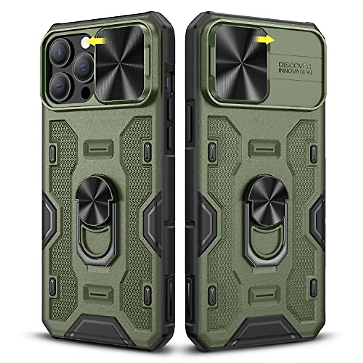 Caka for iPhone 13 Pro Max Case, iPhone 12 Pro Max Case with Kickstand Camera Cover with Built-in 360° Rotate Ring Stand Magnetic Magnet Protective Phone Case for iPhone 13 Pro Max/12 Pro Max -Green