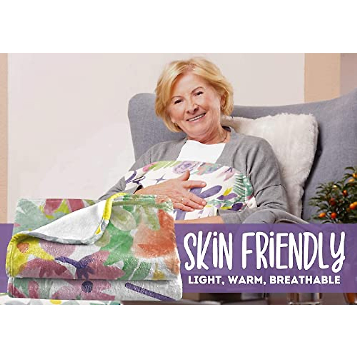 InnoBeta Nana Throw Blanket - Best Nana Ever Flowers - Nana Gifts Flannel Blankets on Mother's Day, Christmas, Birthday, Thanksgiving - 50" x 65"