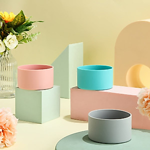 Honeydak 3 Pieces Silicone Sleeve Bottom Base Accessories for 16 oz Spray Bottles Anti Slip Cosmetic Spray Bottom Cover Washable Rubber Bottom Base for 12 to 24 oz Water Bottles (Pink, Blue, Grey)