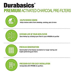 Durabasics 8 Pack Replacement Prefilter for Honeywell HPA200 | Carbon Pre Filter Replacements for Honeywell Prefilter A, Honeywell Air Filter A, HRF AP1, HRF-A200, and HPA200 Honeywell Filters
