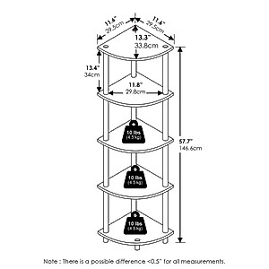 Furinno Turn-N-Tube 5 Tier Corner Display Rack Multipurpose Shelving Unit, White/White