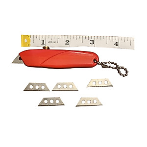 Mini Keychain Knife Box Opener for Keyring - 3 Inch Utility Knife on Keychain with 5 Extra Blades - Small Cutter for Opening Packages