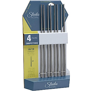 Studio Nova Premium 18/10 Stainless Steel Chopsticks (Four Pair)