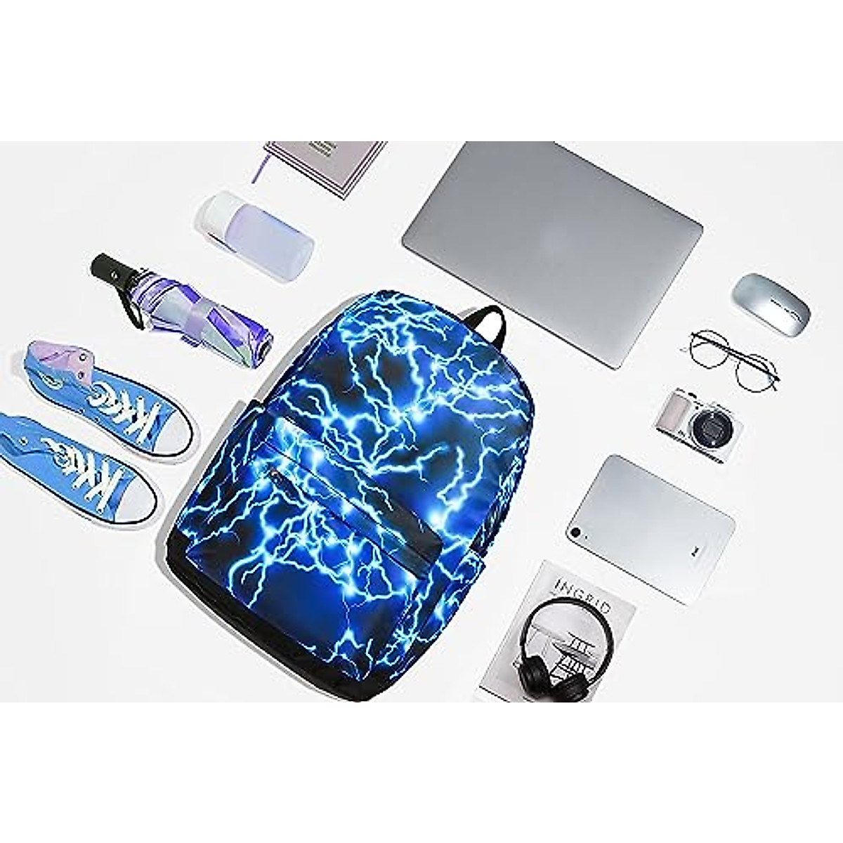 BLUEFAIRY Boys Backpack for Teens Kids Elementary Middle School Bags Child Bookbags Lightning Bookbag Laptop Teenagers Lightweight Travel Gifts Mochila para Niños17 Inch (Blue)