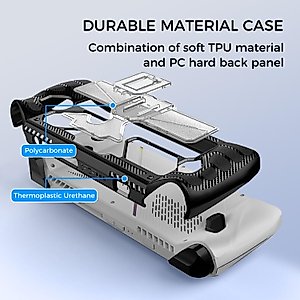 Sonicgrace Protective Case Compatible with ASUS Rog Ally 2023, TPU Full Body Protector Case Cover with Kickstand, Non-Slip Handheld Game Console Skin with Stand for Rog Ally Accessories, White