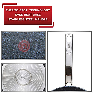 T-fal HeatMaster Nonstick Sauté Pan 12 Inch Induction Oven Broiler Safe 500F Cookware, Pots and Pans, Dishwasher Safe Black and Blue