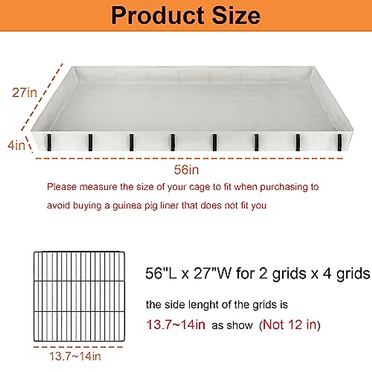 Lonepetu Waterproof Guinea Pig Cage Tarp Bottom for C & C Grids Habitat, 56“*27” Washable Guinea Pig Cage Liner Base for Rabbits Hamsters Hedgehogs Ferrets Small Pets (No Cage)