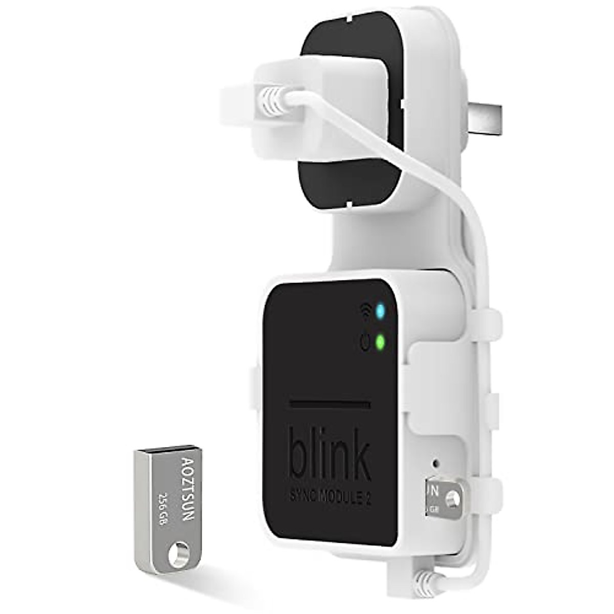 256GB USB Flash Drive and Outlet Wall Mount for Blink Sync Module 2, Save Space and Easy Move Mount Bracket Holder for Blink Outdoor Indoor Security Camera (Blink Sync Module 2 is NOT Included)