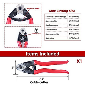 Muzata 60KN Upgraded Custom Hydraulic Hand Crimper Tool for 1/8" 5/32" 3/16" Stainless Steel Cable Railing Kit Wire Rope Swaging 3Pair Dies with Wire Cable Cutter CT01, CT1