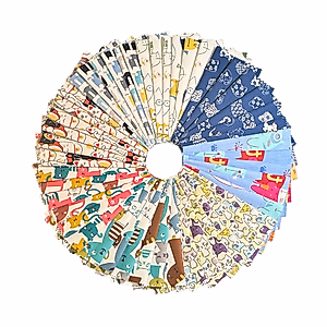 48pcs Cat Charm Packs Fabric Squares 5" x 5",Quilting Cotton Fabric Bundles Precut Fabric Pathwork for Quilting,Sewing and Scrapbooking(Cat Theme)