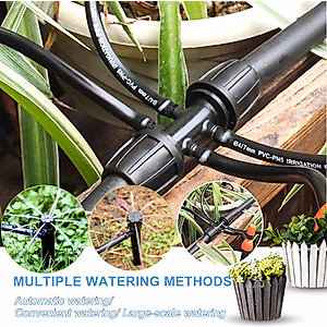 25PCS Drip Irrigation Kits, 5 Barbed Tee 1/2 inch to 1/4 inch Irrigation Tube Variable Diameter Six-Way Adapter and 20 Dripper Emitters Sprayer for 4mm/7mm Hose with Stake Water Flow Adjustable