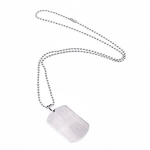 COSMOS 2 Pcs Military Dog Tags with 23.5 Inch Nickel Plated Steel Ball Chains