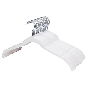 ManGotree 50 Pack Velvet Shirt Hangers for Women, 16.5'' Suit Hangers with 360° Swivel Hook, Non-Slip Coat Clothes Hangers for Tank Top, Shirts, Dress, Blouses, Strappy Dresses (White)